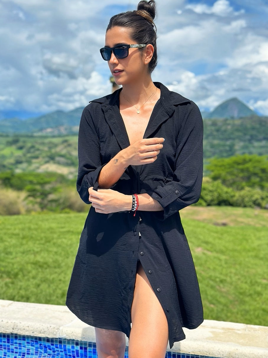 Salida De Baño Vestido De Playa Negra Y Blanca Vestidos De Baño
